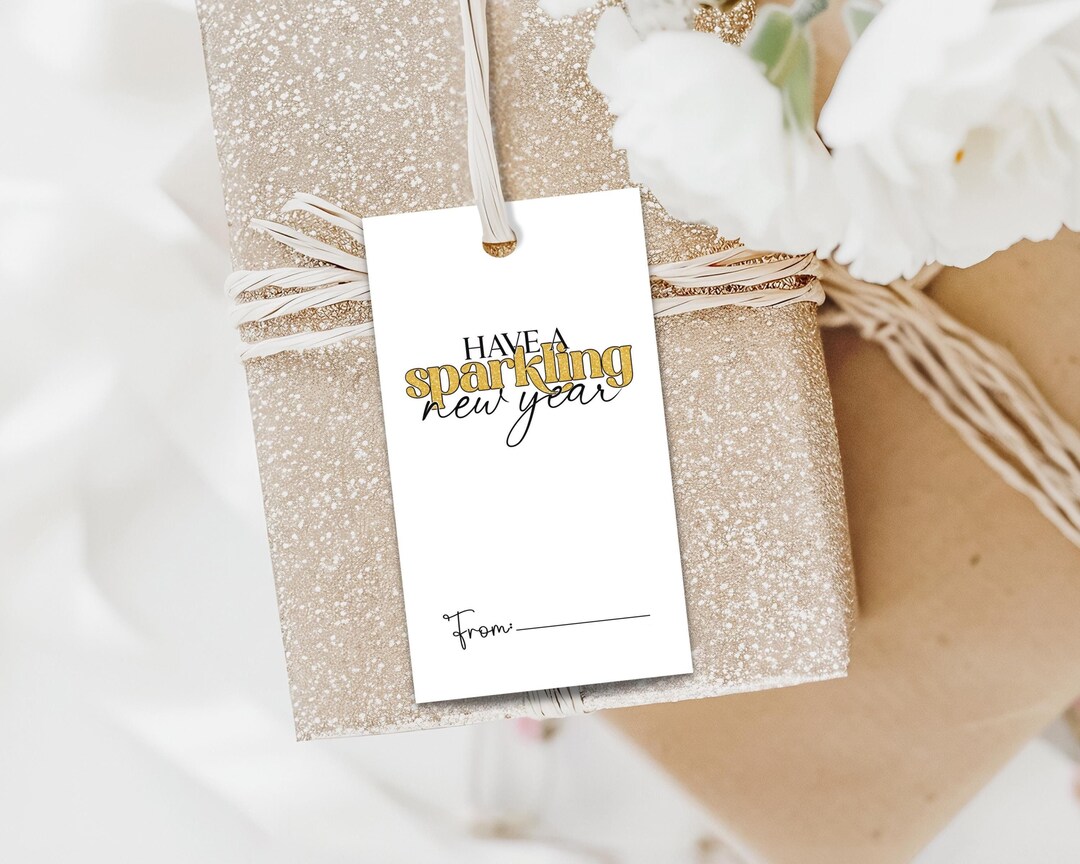 Printable Sparkling New Year Gift Tag: Printable NYE Favor Tags (PDF ...