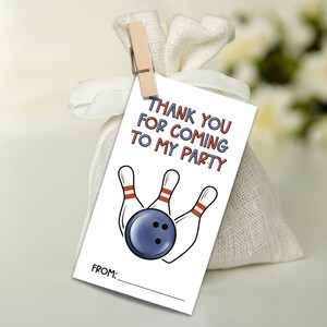 Printable Bowling Birthday Thank You Tag: Printable Party Favor (PDF ...