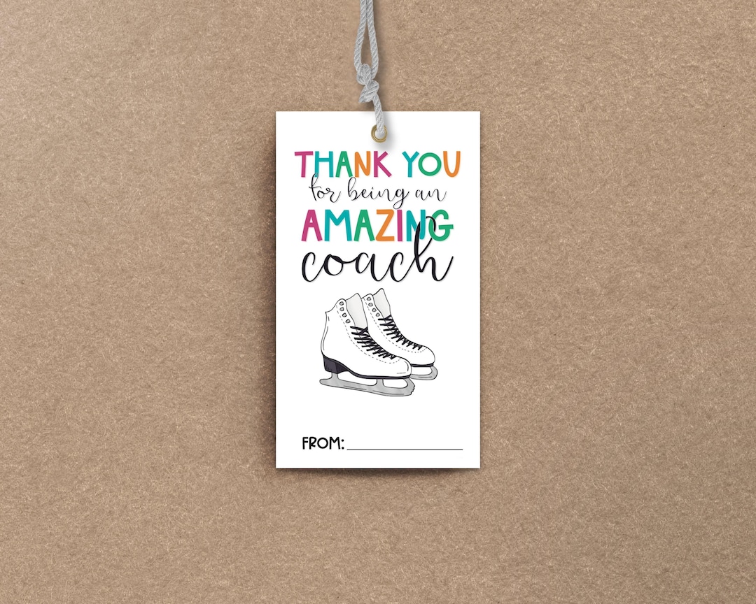 Ice Skating Coach Gift Tag Printable - Thanks Coach Skates Gift Tag ...