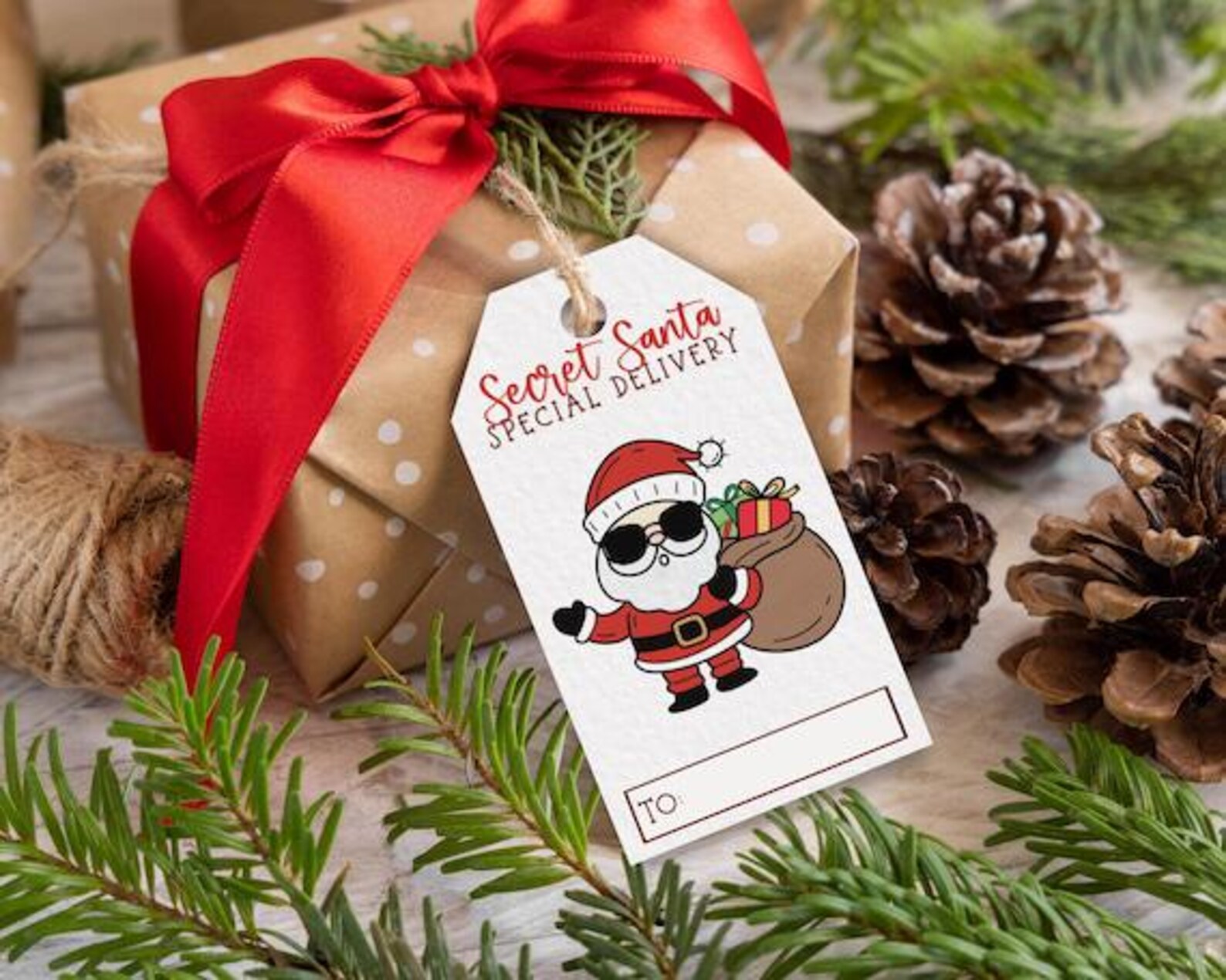 Secret Santa Tag Printable Santa Label for Office Exchange Fun Holiday ...