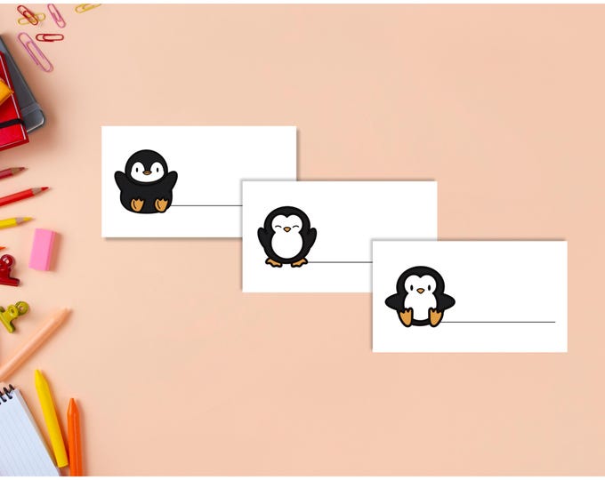 Printable Penguin Printable Name Tags: Classroom Cubby Labels (PDF) - Etsy