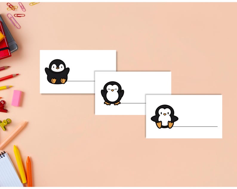 Printable Penguin Printable Name Tags: Classroom Cubby Labels (PDF) - Etsy