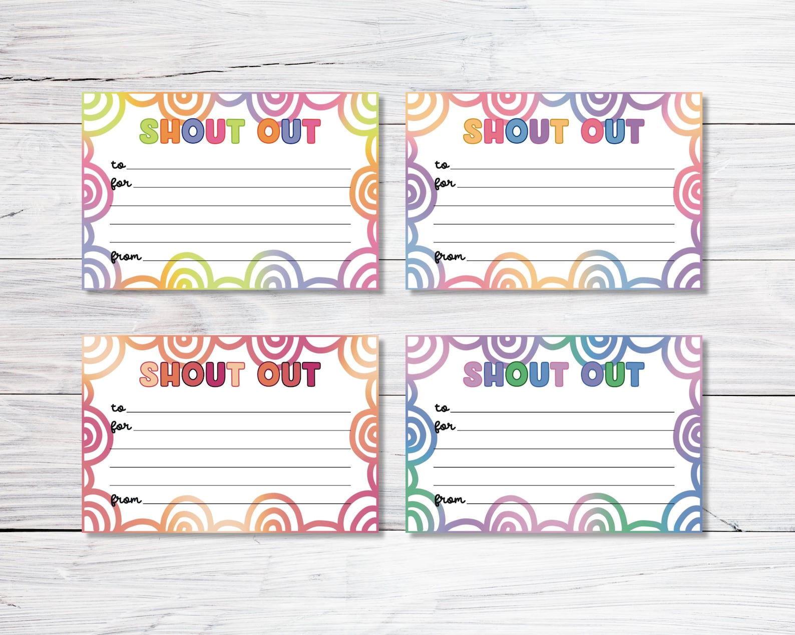Printable Shout Out Cards: Classroom & Employee Appreciation (PDF ...