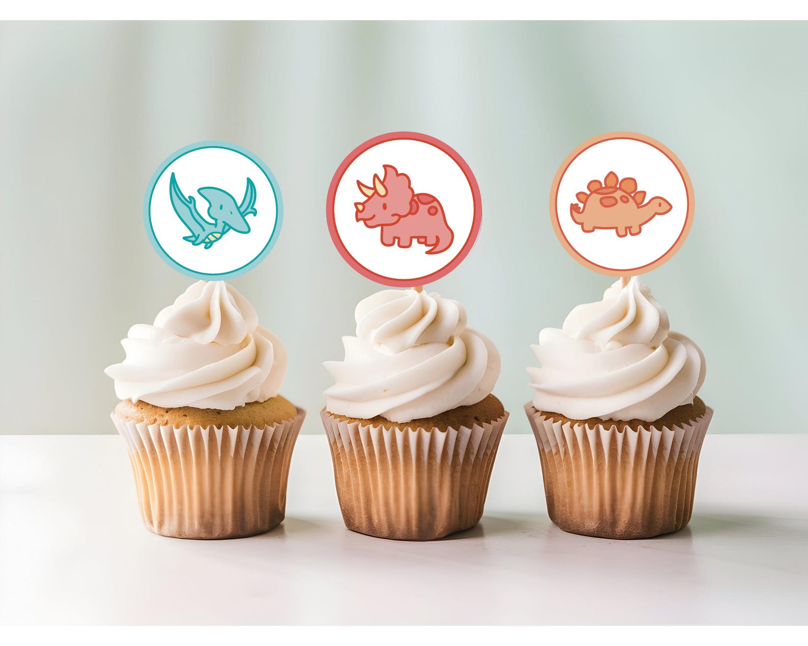 Dino Cupcake Topper Bundle - Printable Dinosaur Cupcake Toppers Set of ...