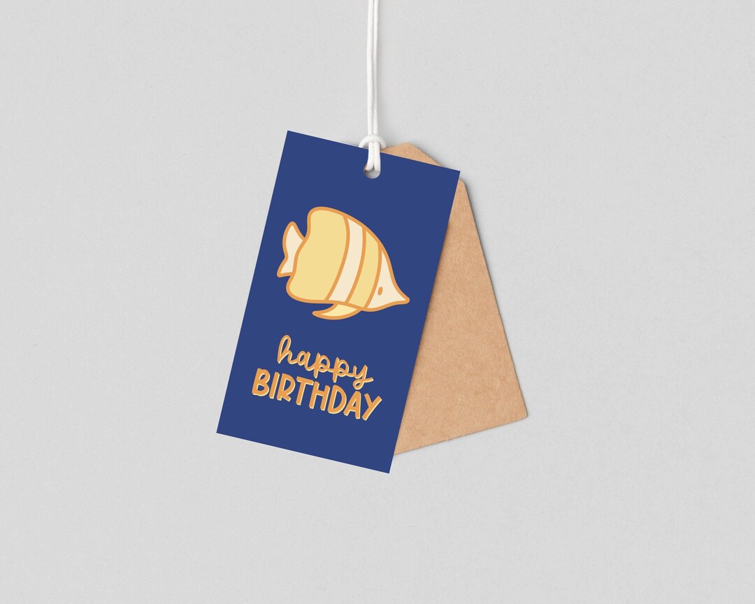Printable Fish Happy Birthday Gift Tag (PDF & PNG) - Etsy