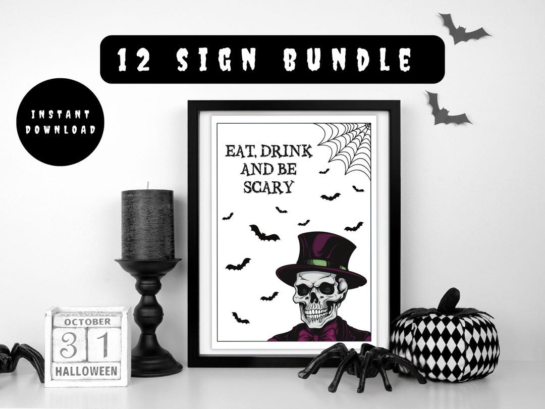 12 Halloween Table Signs Printable Sign Bundle Halloween Drink Sign ...