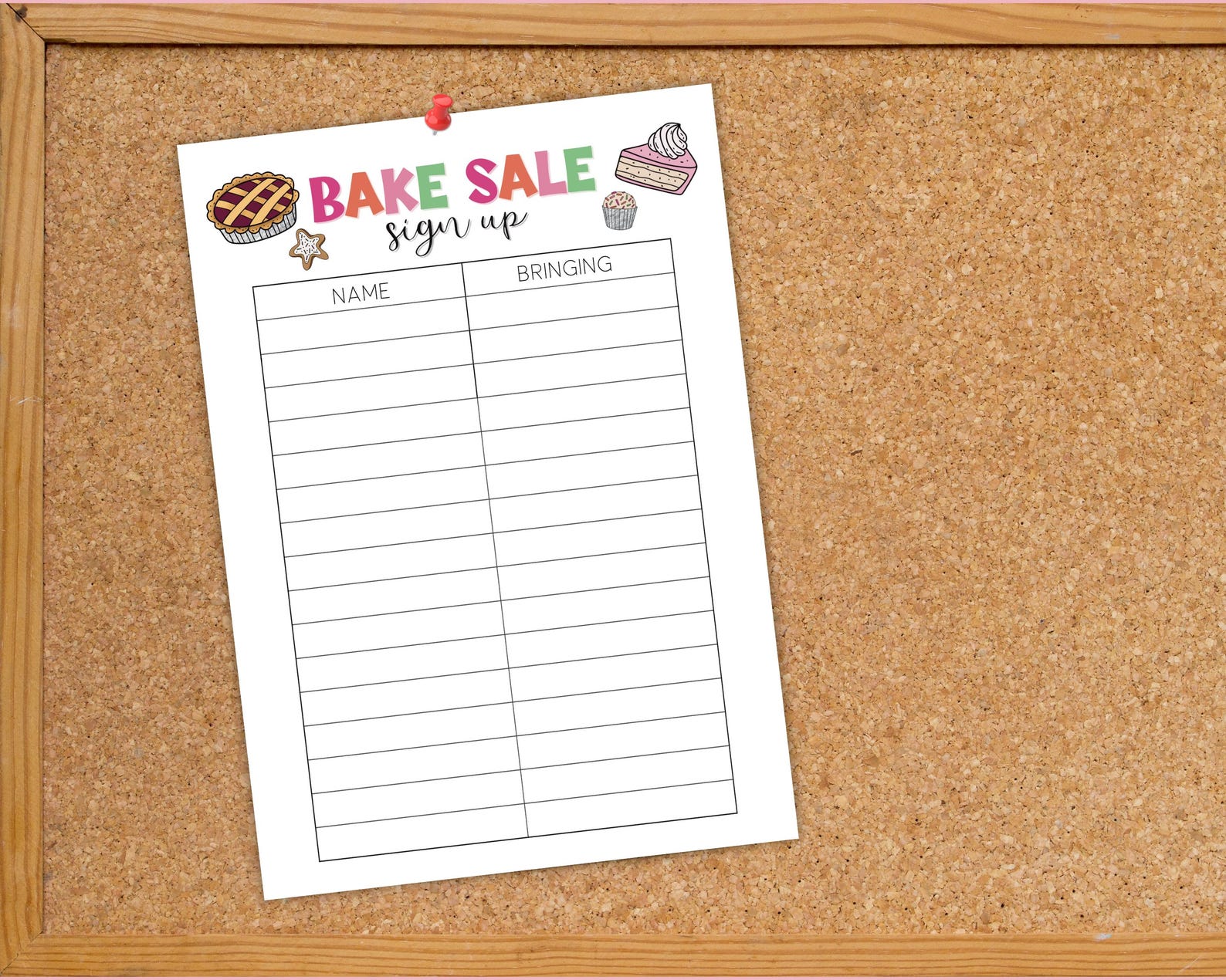 Printable Bake Sale Sign up Sheet - Printable Volunteer Signup Sheet ...