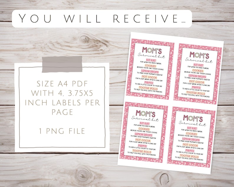 Printable Mom Survival Kit Gift Tags (instant Download) - Etsy
