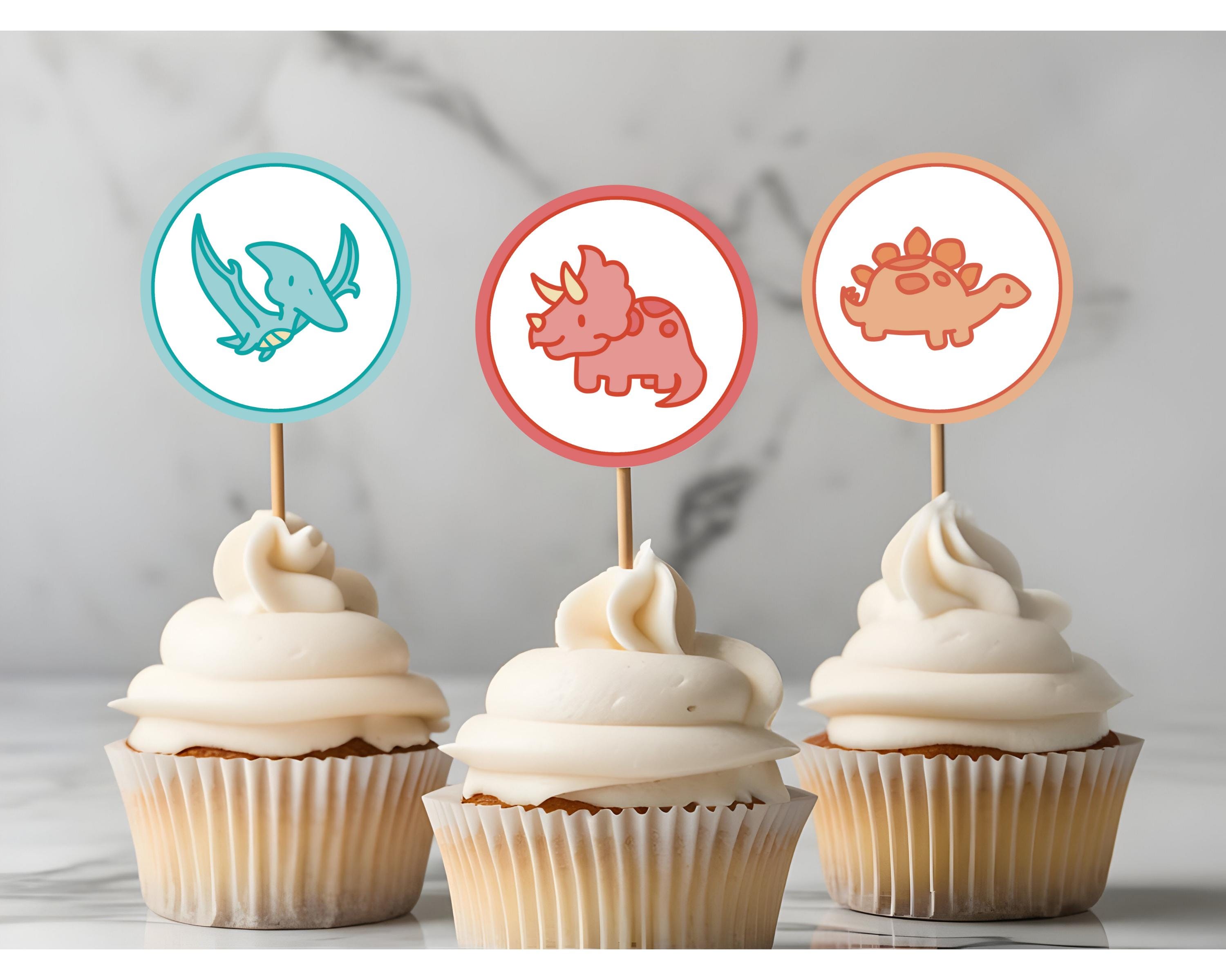 Printable Dino Cupcake Toppers: Dinosaur Birthday Party Decor ...