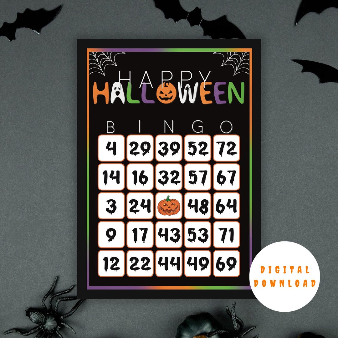 Printable Halloween Bingo Cards -fun Halloween Party Game - Number ...