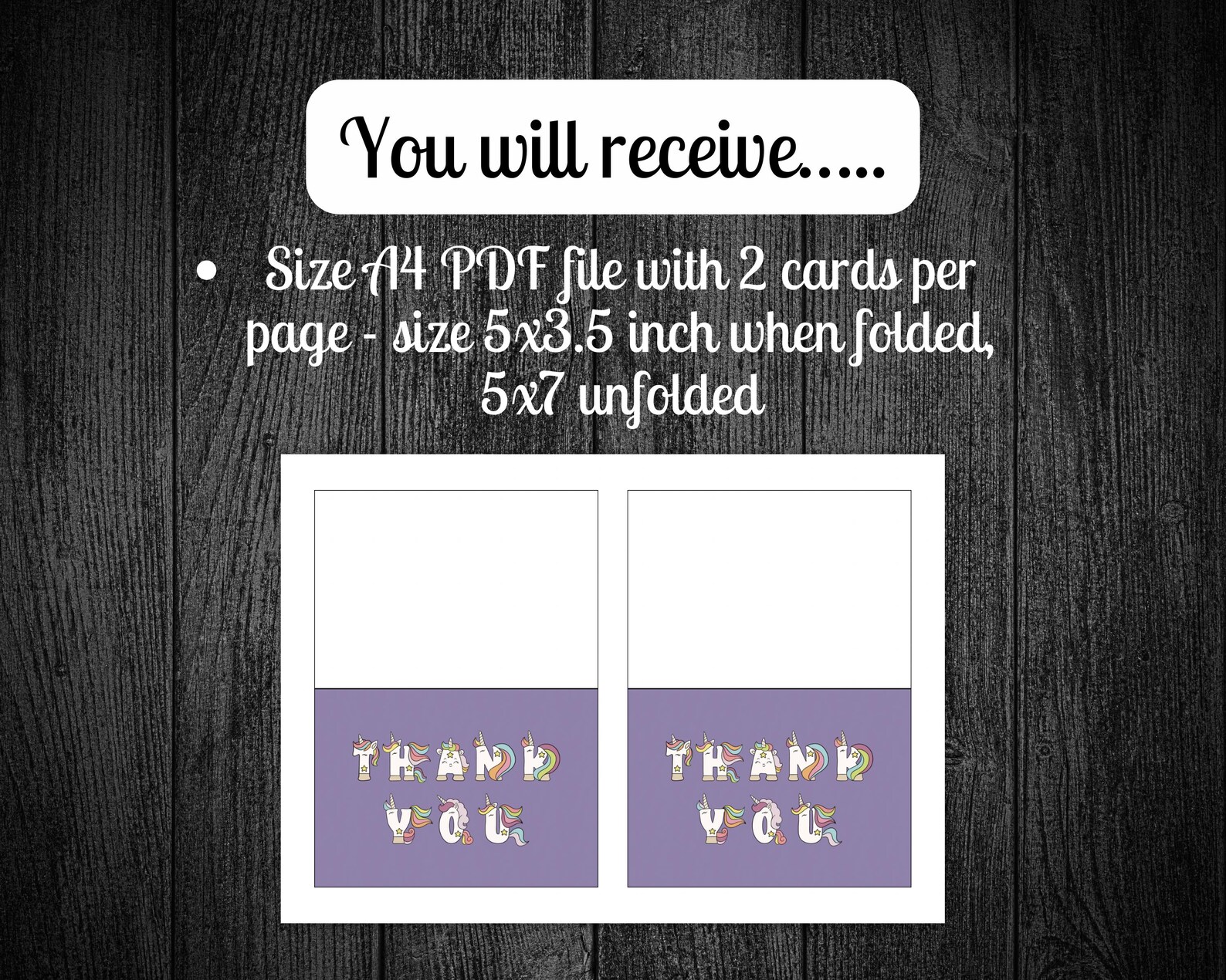 Printable Unicorn Thank You Cards: Kids Birthday Party (A4 PDF) - Etsy