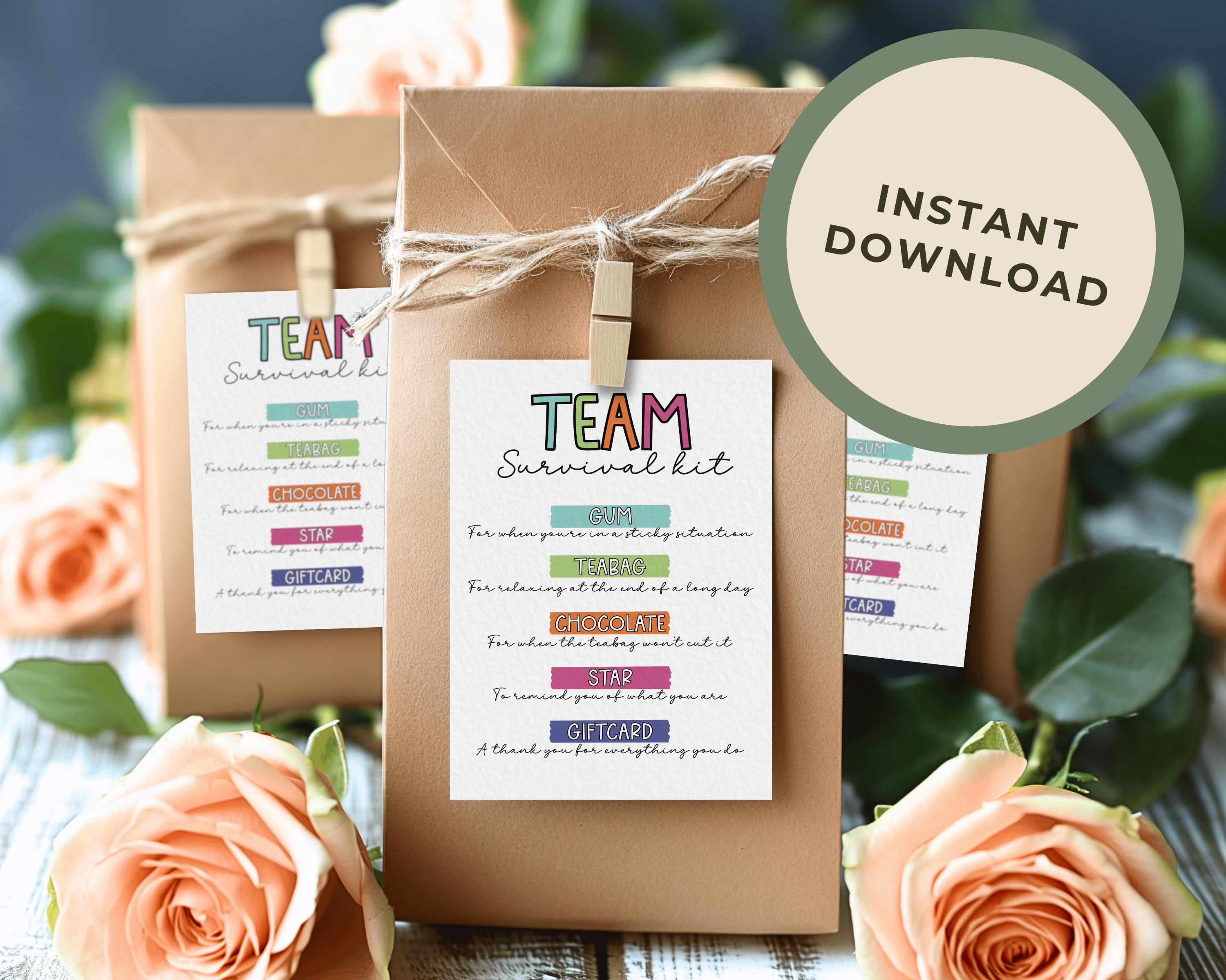 Printable Team Survival Kit Gift Tags: Employee Appreciation (instant ...