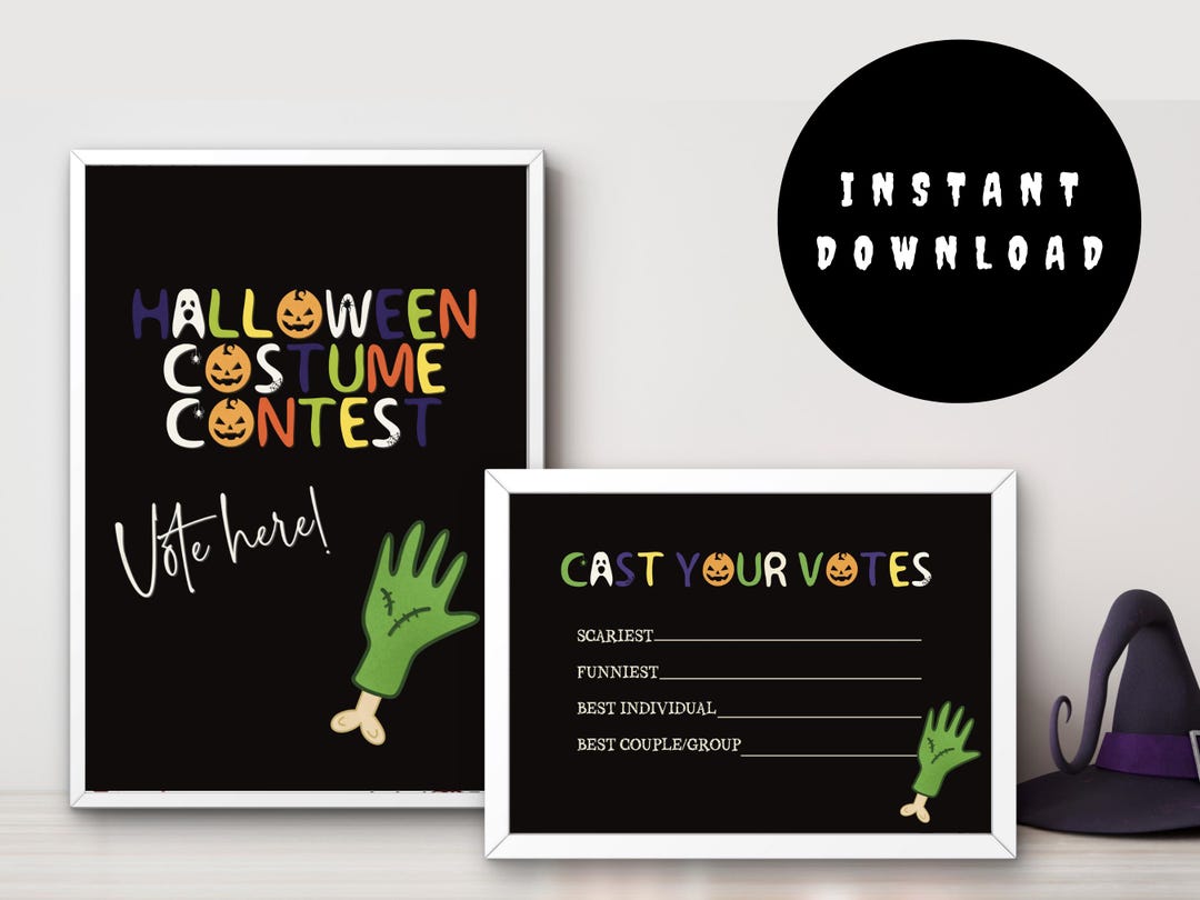 Halloween Costume Contest Ballot + Table Sign - Costume Contest Votes ...