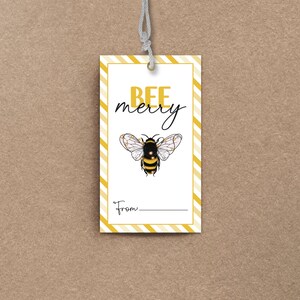 Printable Bee Merry Christmas Gift Tag (PDF & PNG) - Etsy