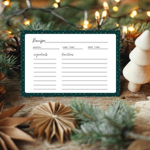 Printable Christmas Recipe Card Printable Set: Festive Holiday Theme ...