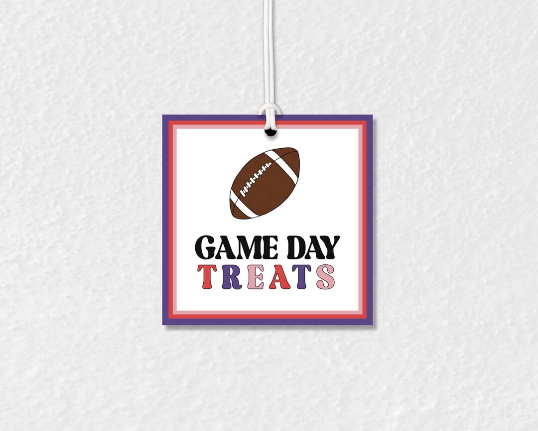 Printable Football Treats Tag - Square Game Day Snacks Tag - American ...