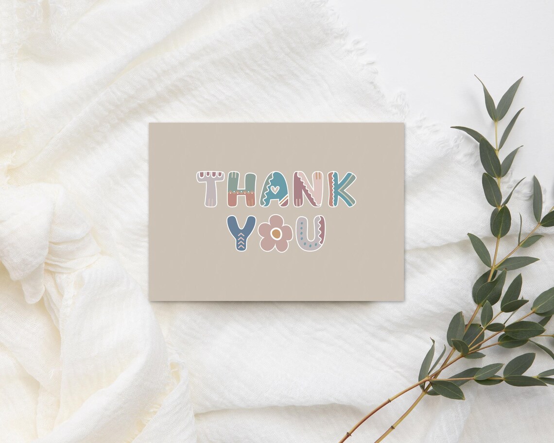 Printable Boho Thank You Card Printable: Small Business Thanks (PDF) - Etsy