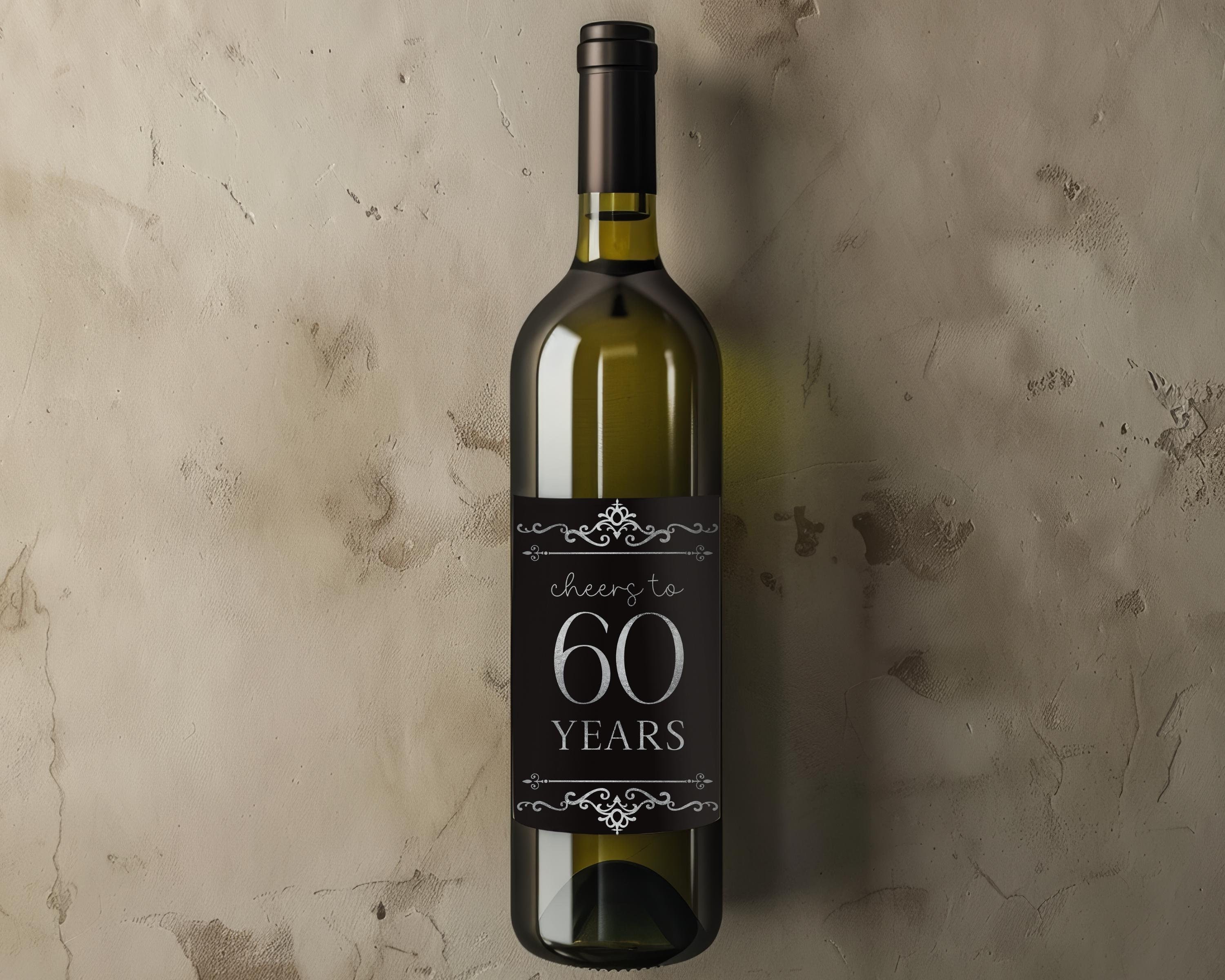 Printable 60th Birthday Wine Label - Diamond Wedding Anniversary Gift ...