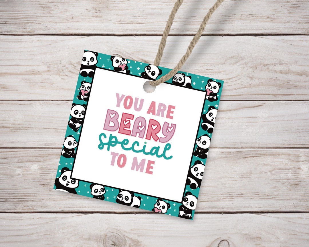 Printable Panda Bear Valentine Gift Tag - Beary Special Punny Tag ...