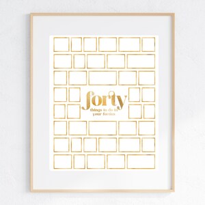 Printable 40th Birthday Bucket List Guestbook: White Gold Keepsake ...