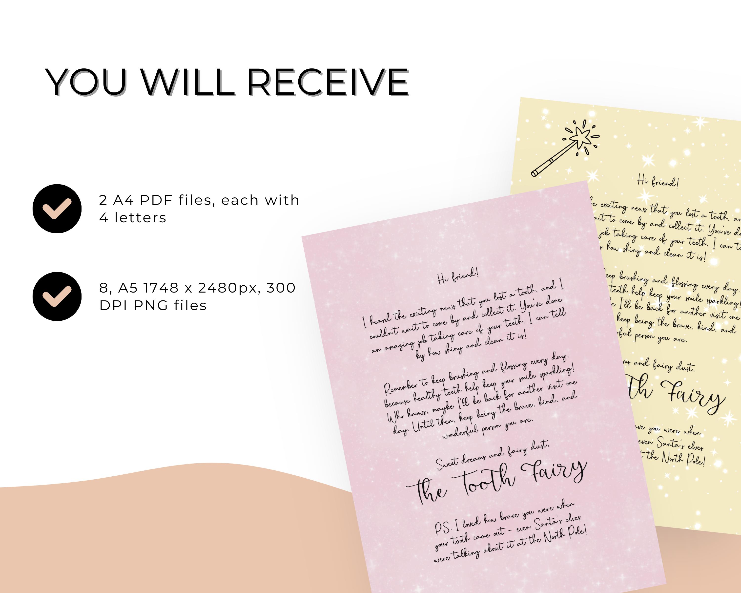 Tooth Fairy Letter Printable - Digital Tooth Fairy Letter 8 Designs ...