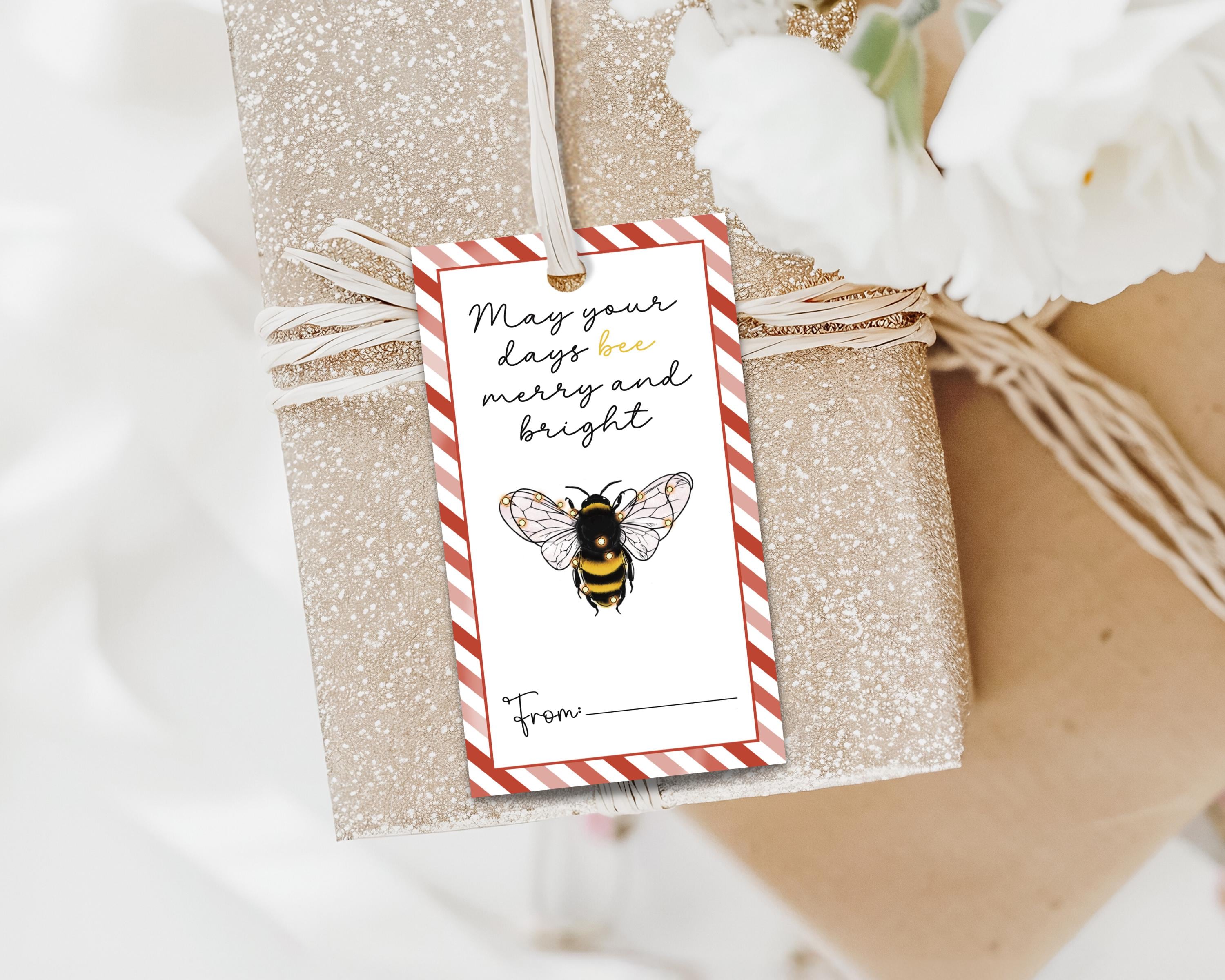 Bee Merry Christmas Gift Tag - Printable Christmas Bee Treat Tag ...