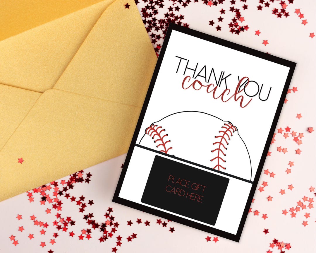 Baseball Gift Card Holder Printable - Thanks Coach Gift Card & Baseball ...