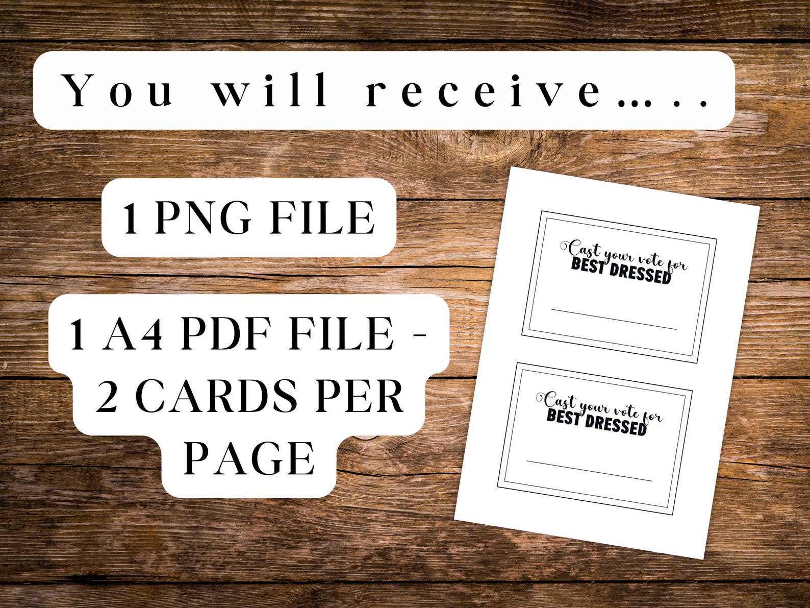 Printable Best Dressed Voting Cards - Minimalist Printable Ballot Cards ...