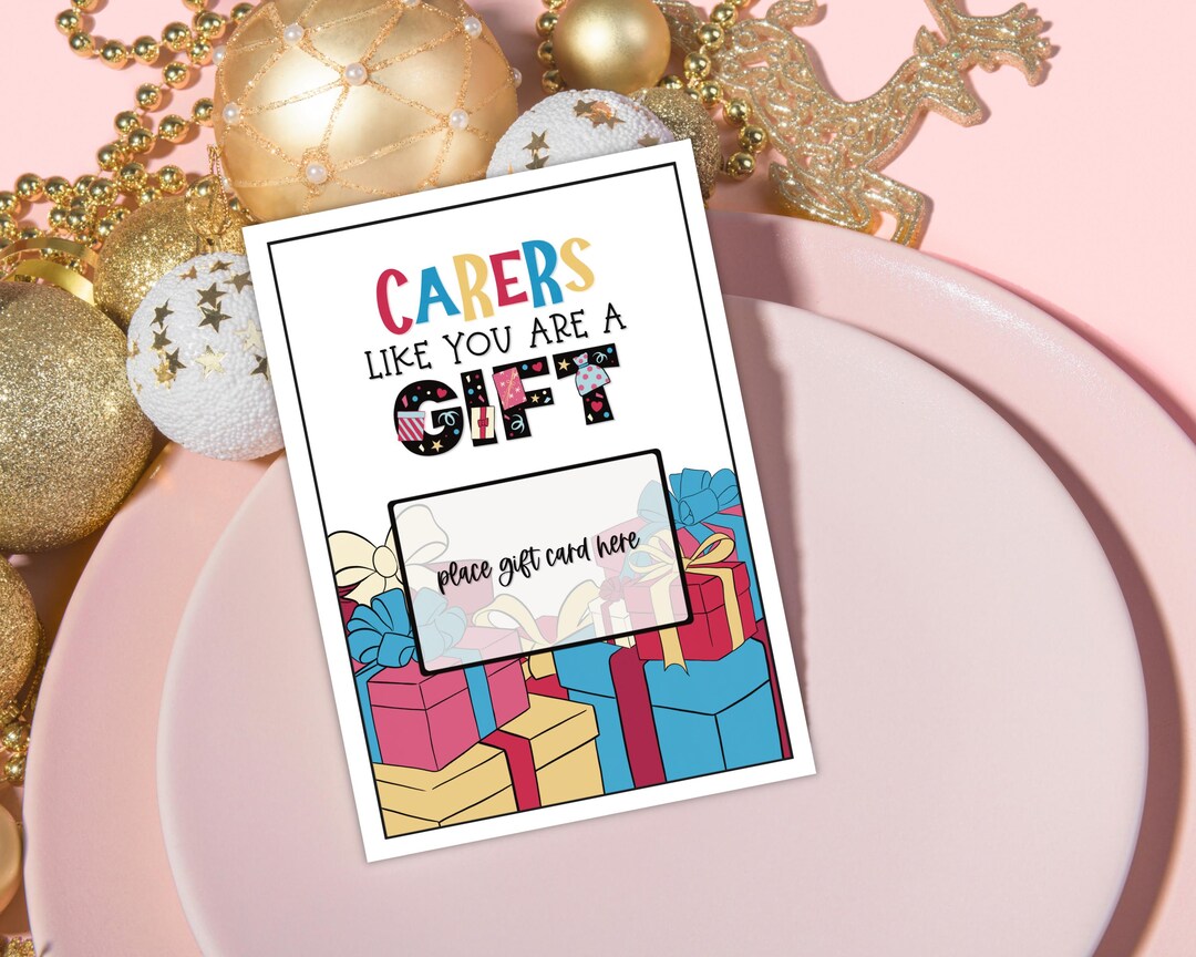 Carers Printable Gift Card Holder, Colorful Design for Easy Gifting ...