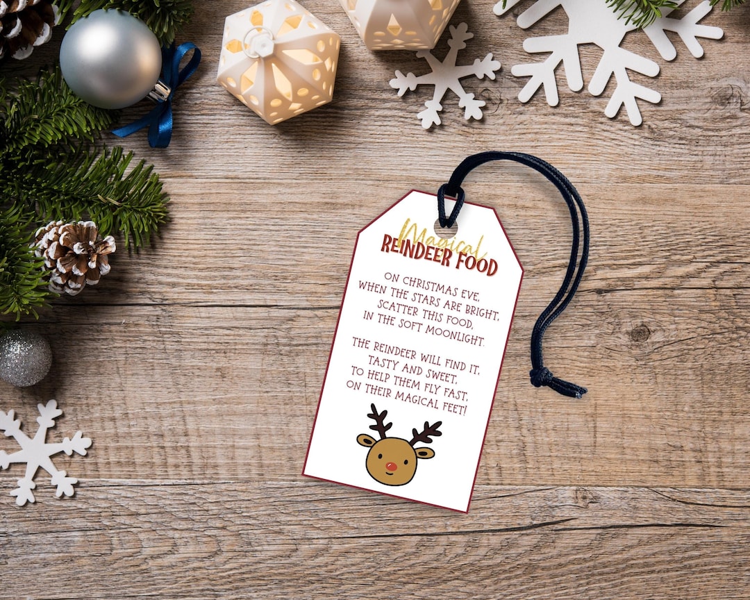 Printable Magical Reindeer Food Tag: Christmas Eve Tradition (PNG, PDF ...
