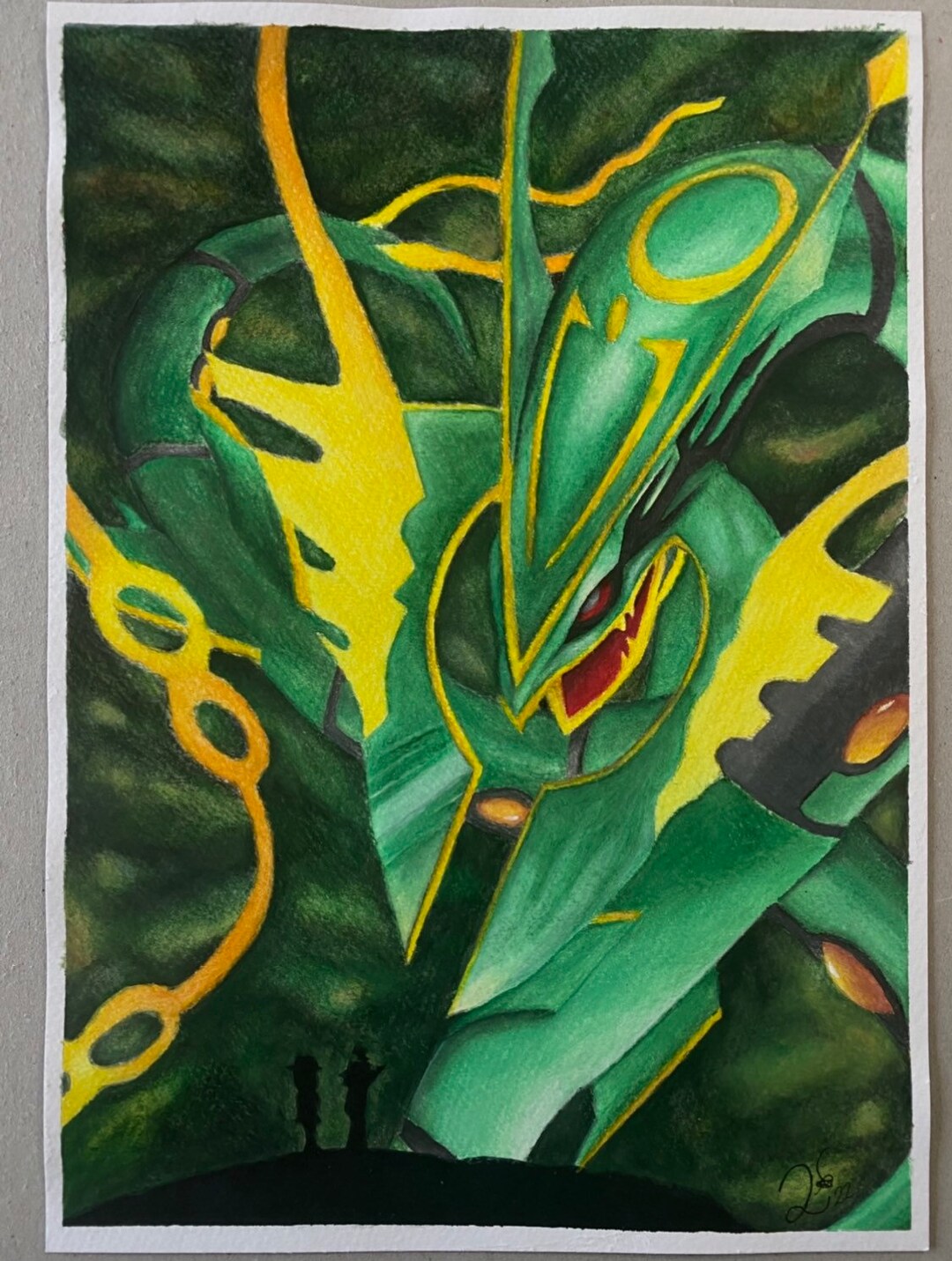 Pokémon Original Fan Art A Wild Mega Rayquaza Appeared - Etsy