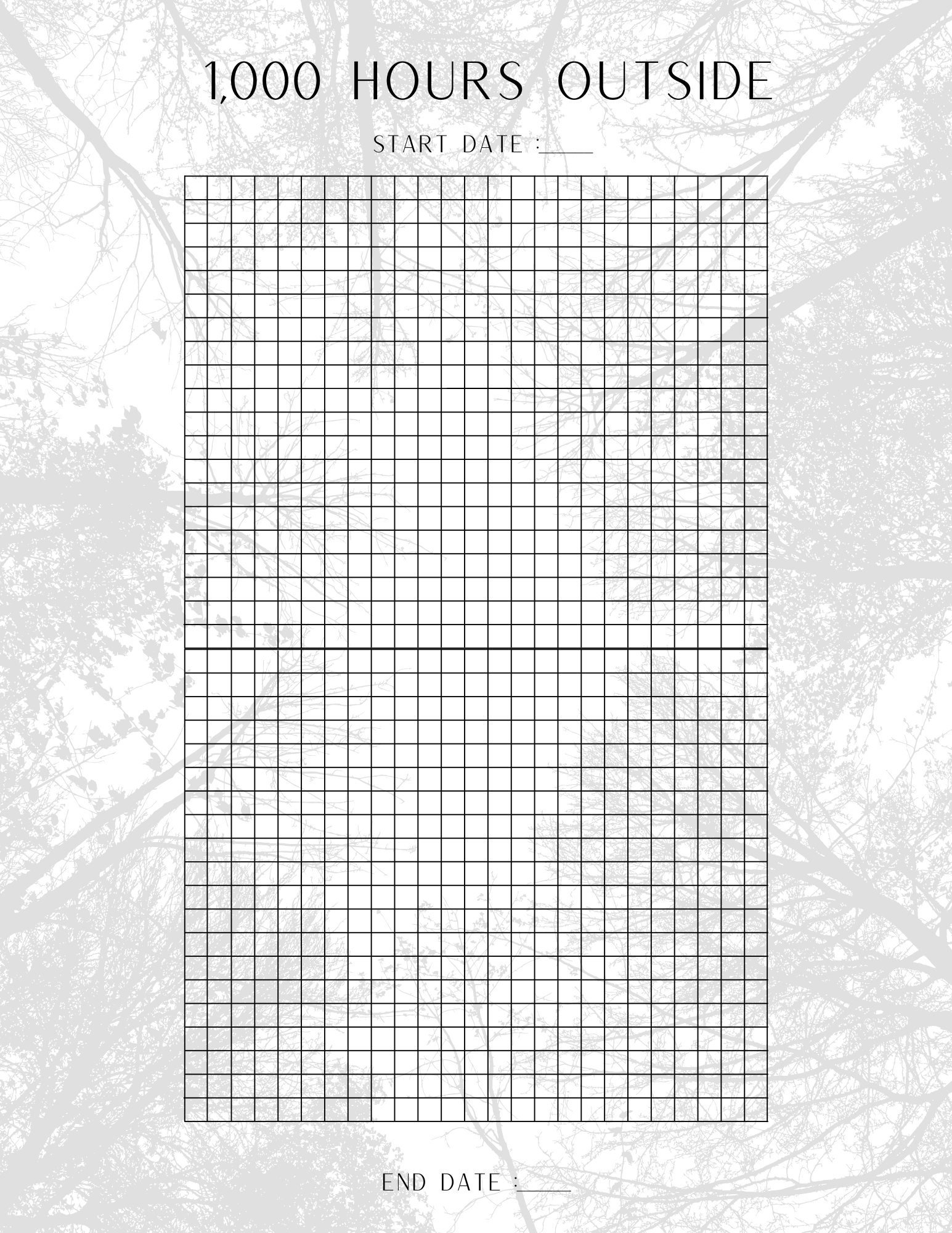 1,000 Hours Outside Tracker - Etsy