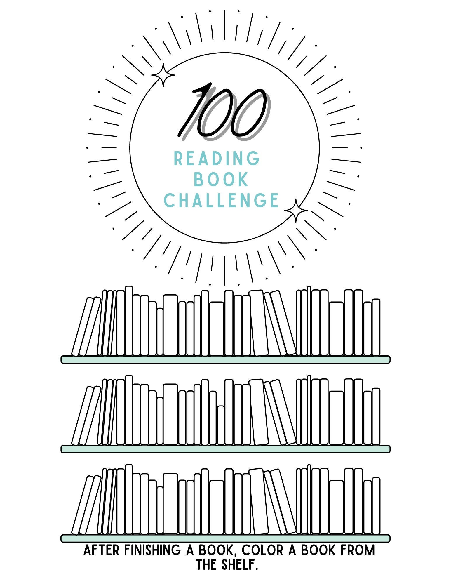 100 Book Reading Challenge - Etsy