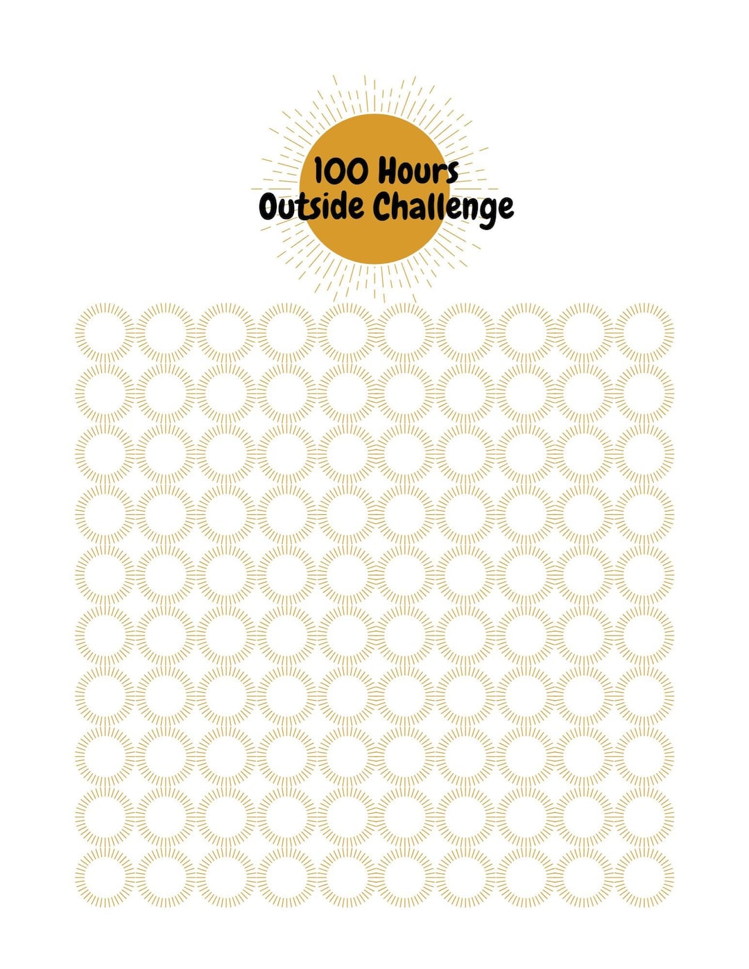 100 Hours Outside Tracker - Etsy