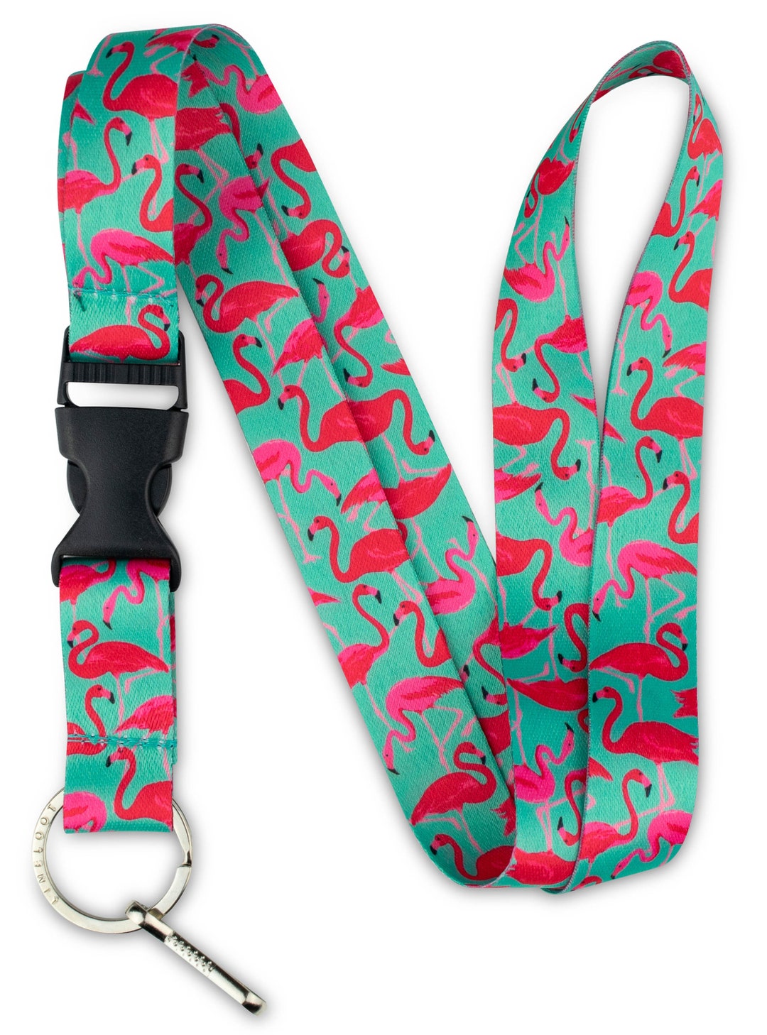 Flamingo Lanyard With Pink Flamingos on Teal. Includes Release - Etsy