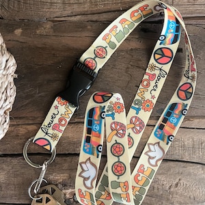 60s 70s Themed Hippie Lanyard With Release Buckle and Keychain Holder - Etsy