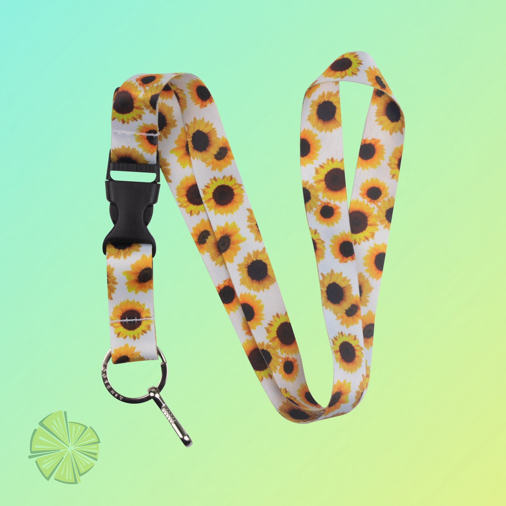 Sunflowers White Lanyard with Release Buckle and Key Chain | Etsy