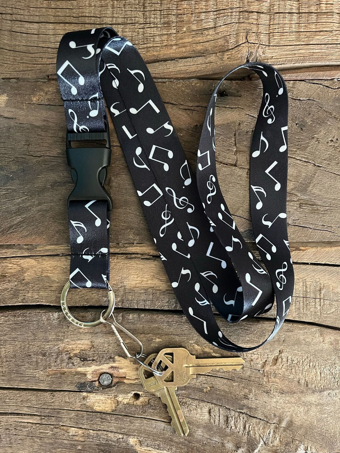 Black Music Lanyard With Release Buckle and Keychain Holder - Etsy