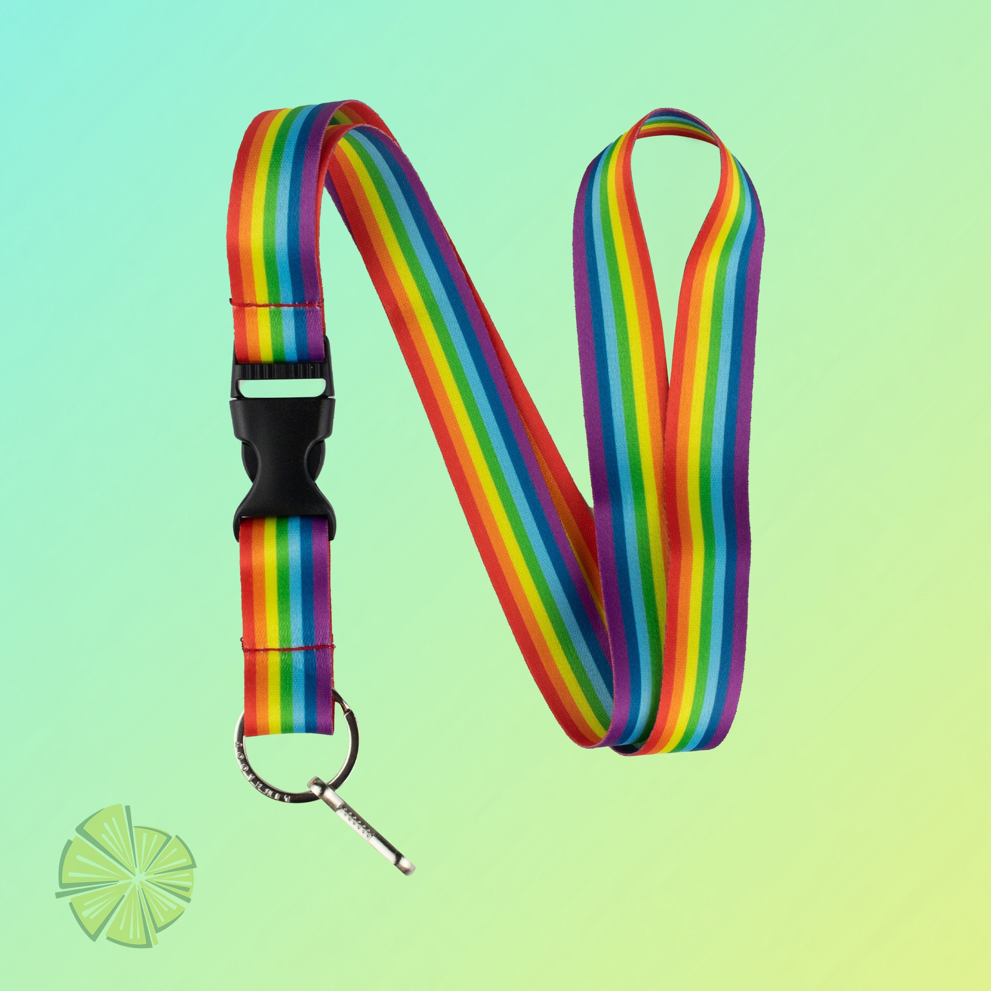 Rainbow Lanyard with Release Buckle and Keychain Holder | Etsy