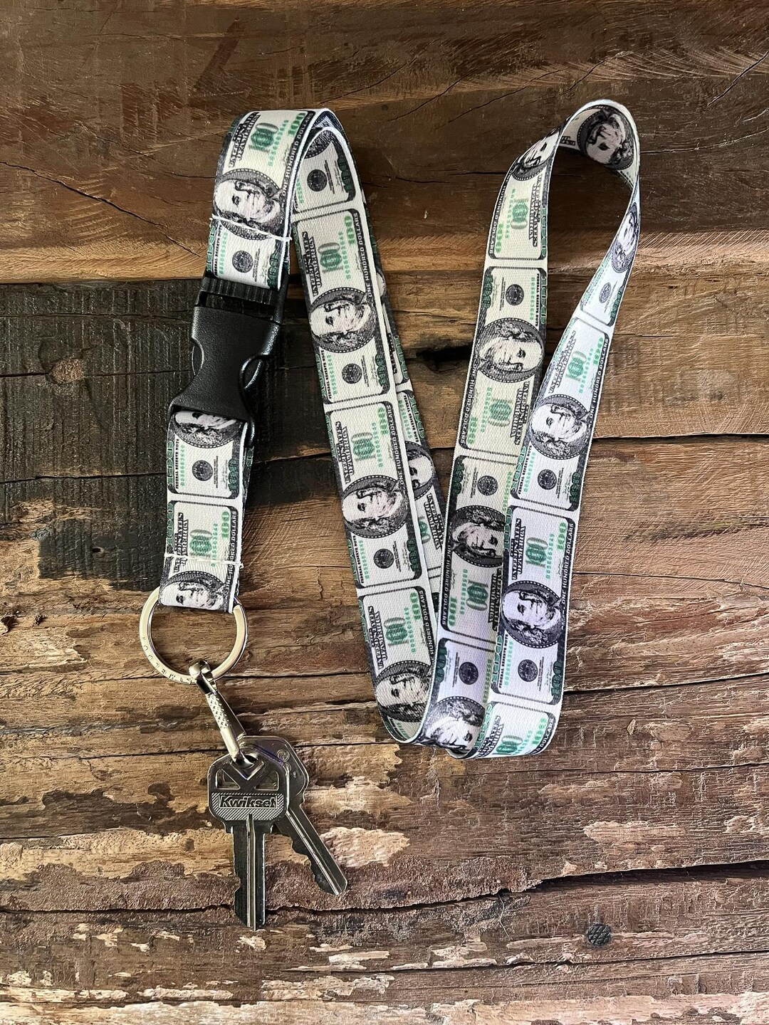 Money Lanyard With Dollar Bills Design. Includes Quick Release Buckle ...