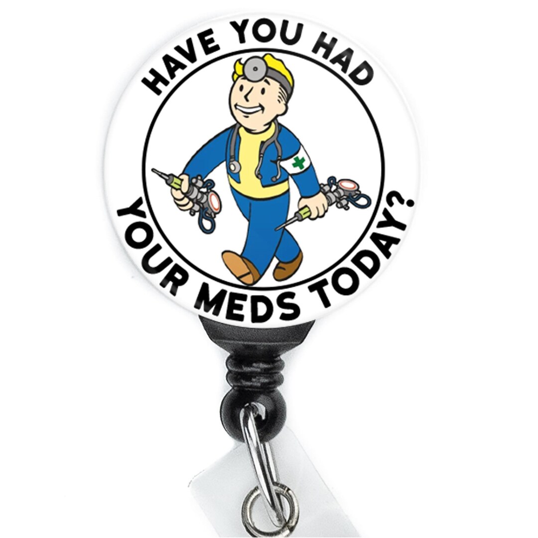 Funny Badge Reel Fallout Vault Boy Gaming Badge Nurse Badge Reel Funny ...