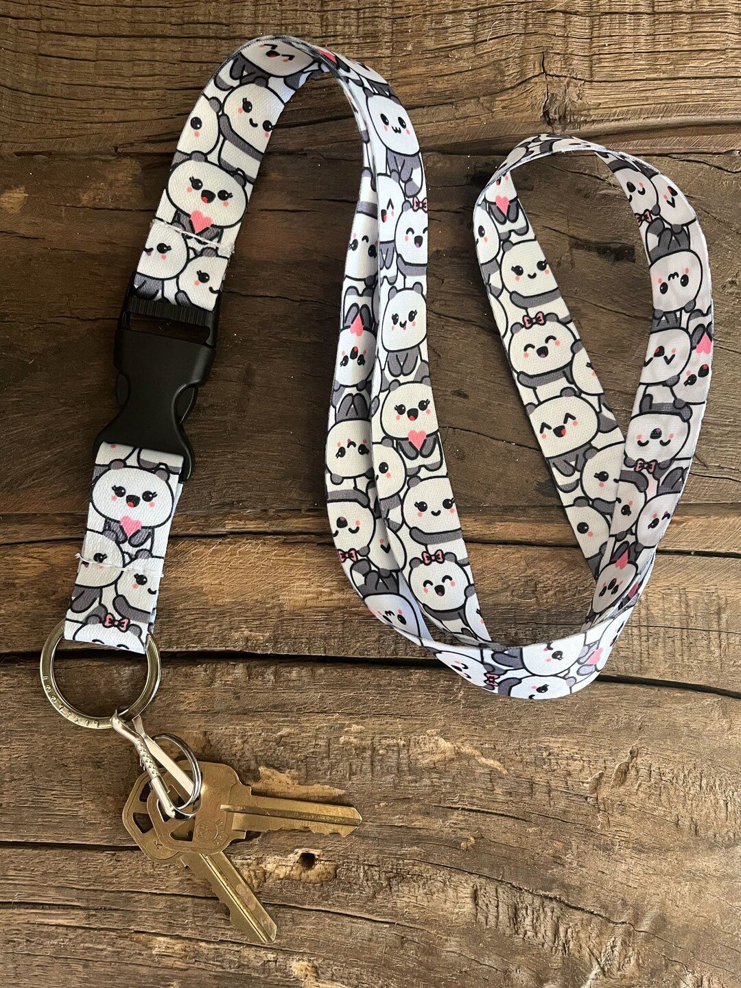 Kawaii Panda Lanyard With Release Buckle and Keychain Holder - Etsy