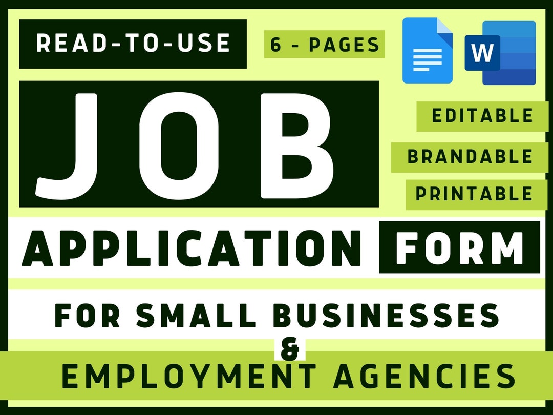 Job Application Form: Editable & Brandable Employee Hiring Form ...