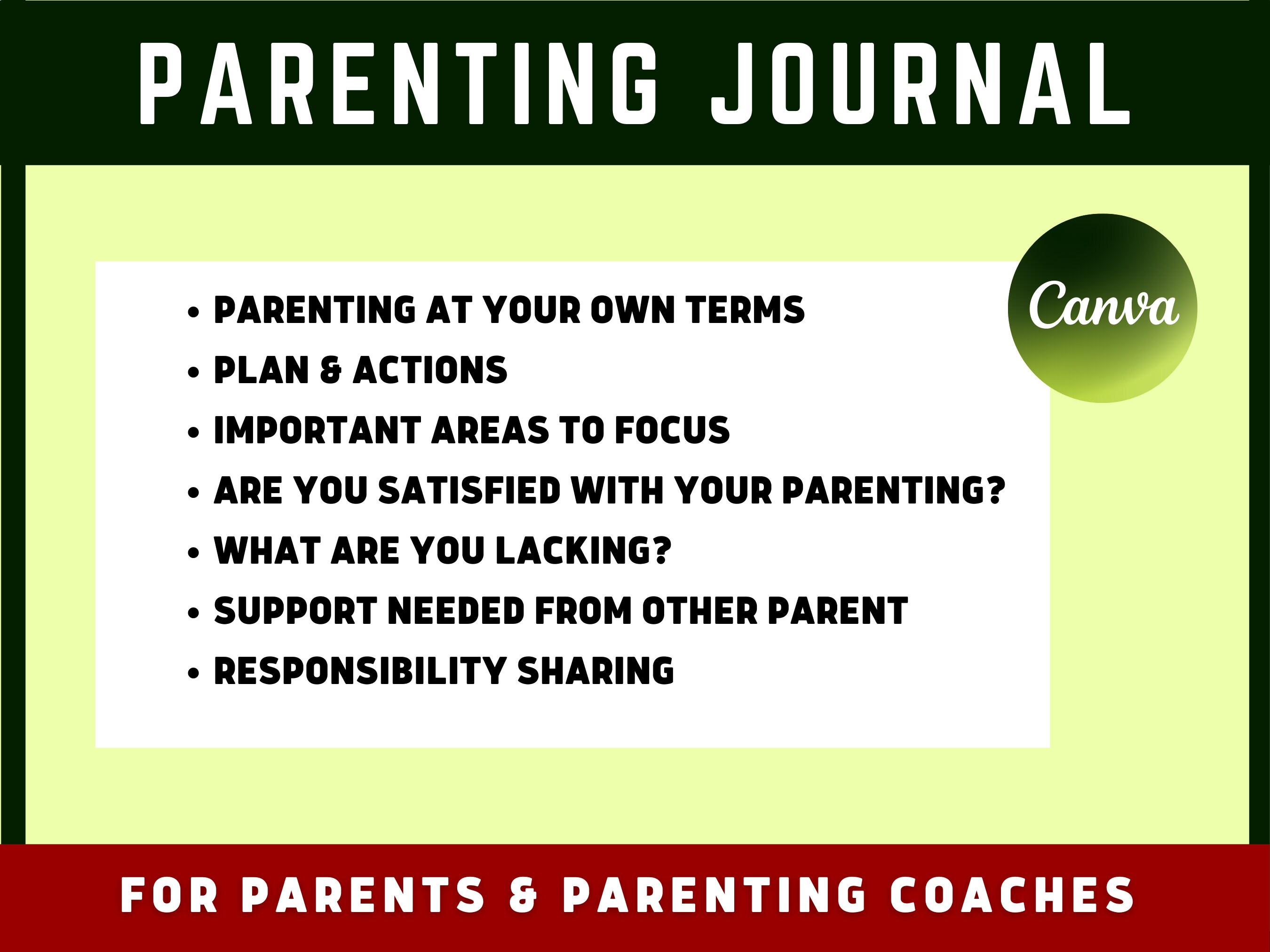 DIY Parenting Worksheet or Exercise for Parents & Parenting Coaches ...