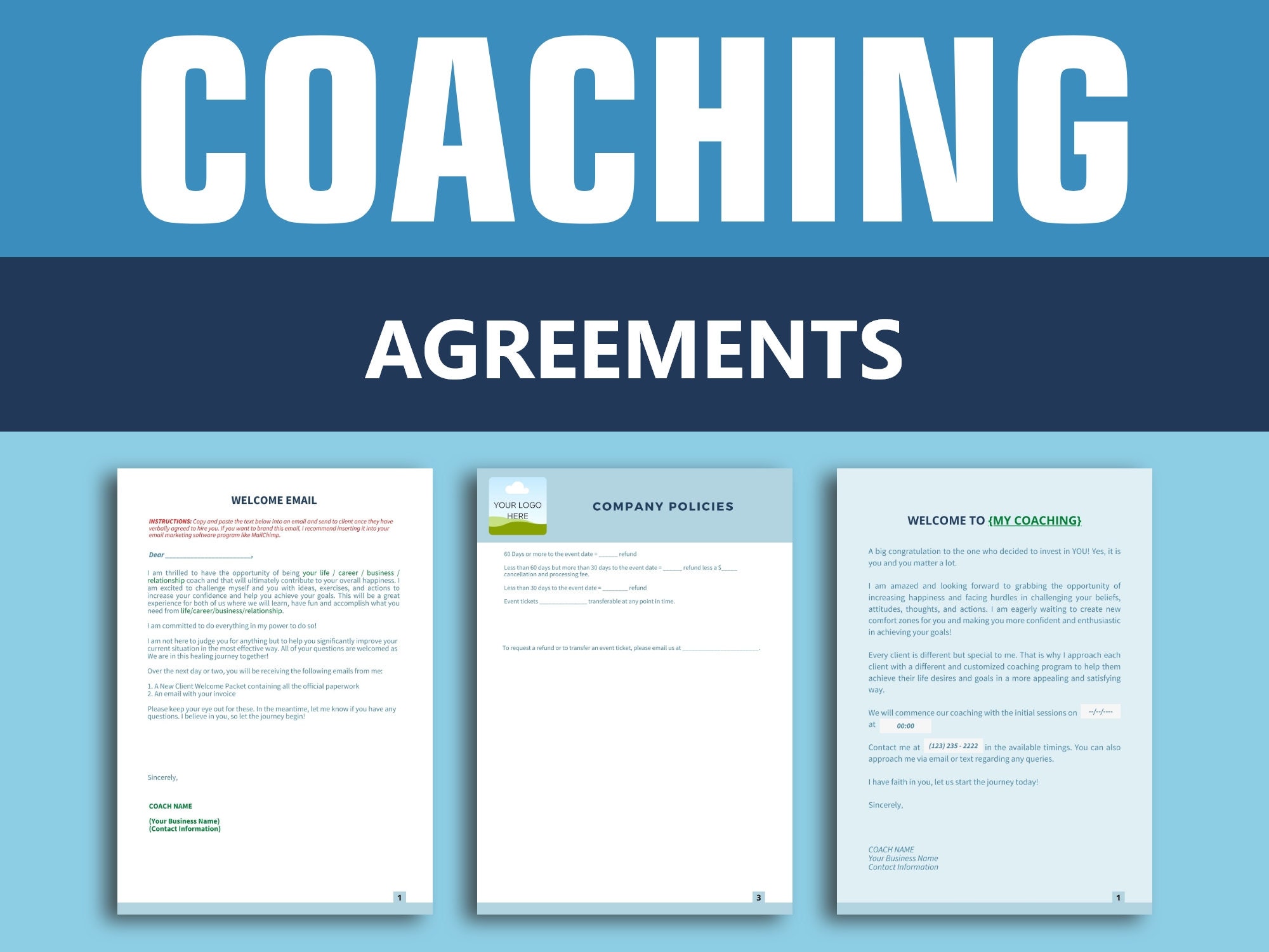 Coaching Business Onboarding Toolkit Coaching Welcome & Intake Forms ...