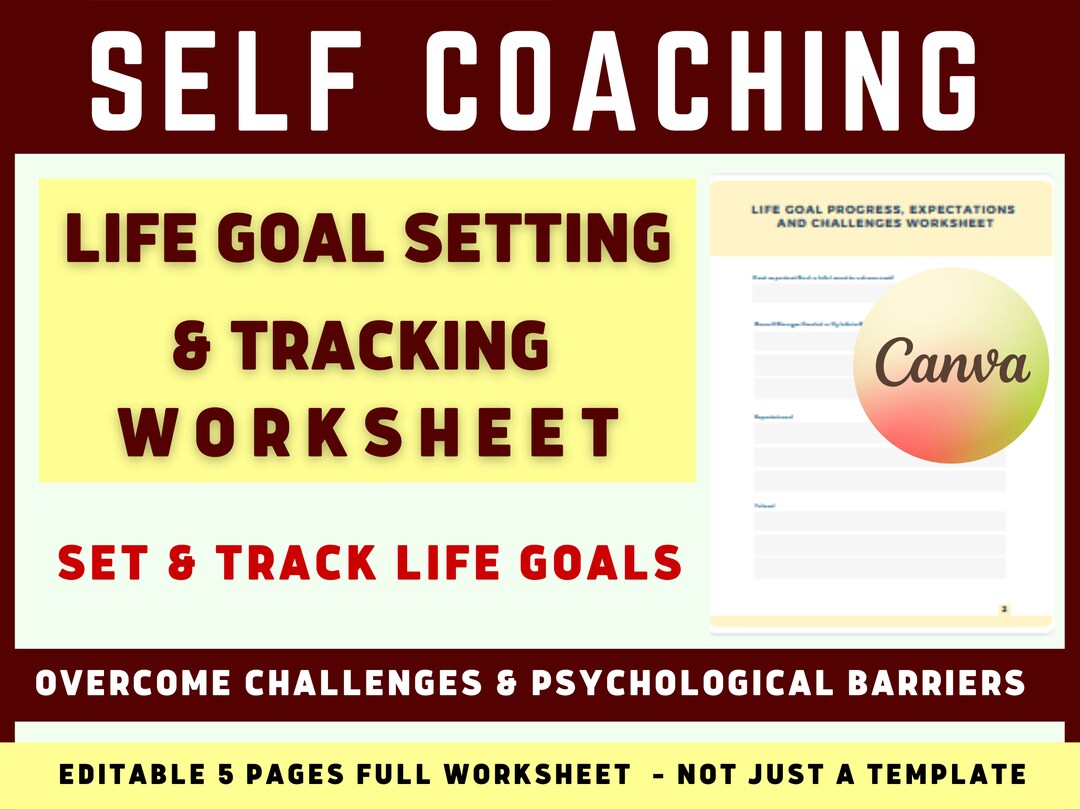 Self Coaching Worksheet | Set & Track Life Goals | Self Development ...