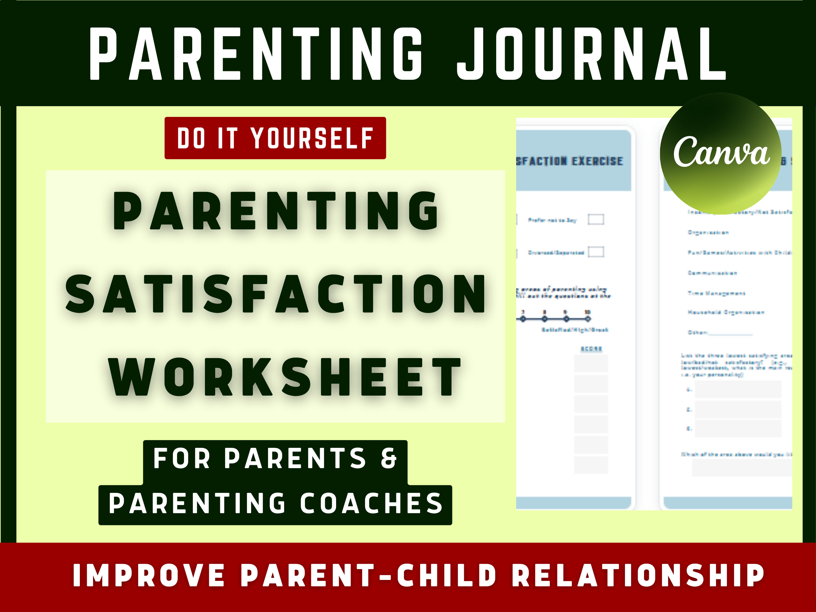 DIY Parenting Worksheet or Exercise for Parents & Parenting Coaches ...