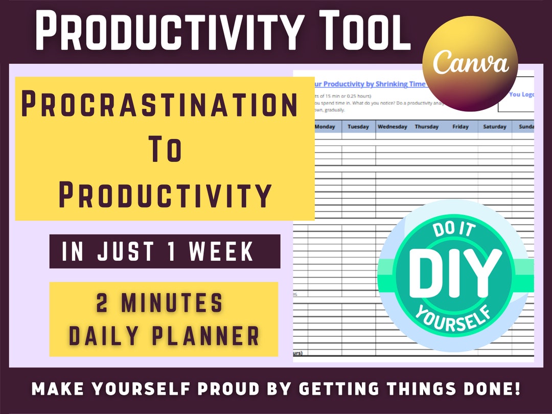 Procrastination to Productivity Weekly Planner or Journal | Self ...