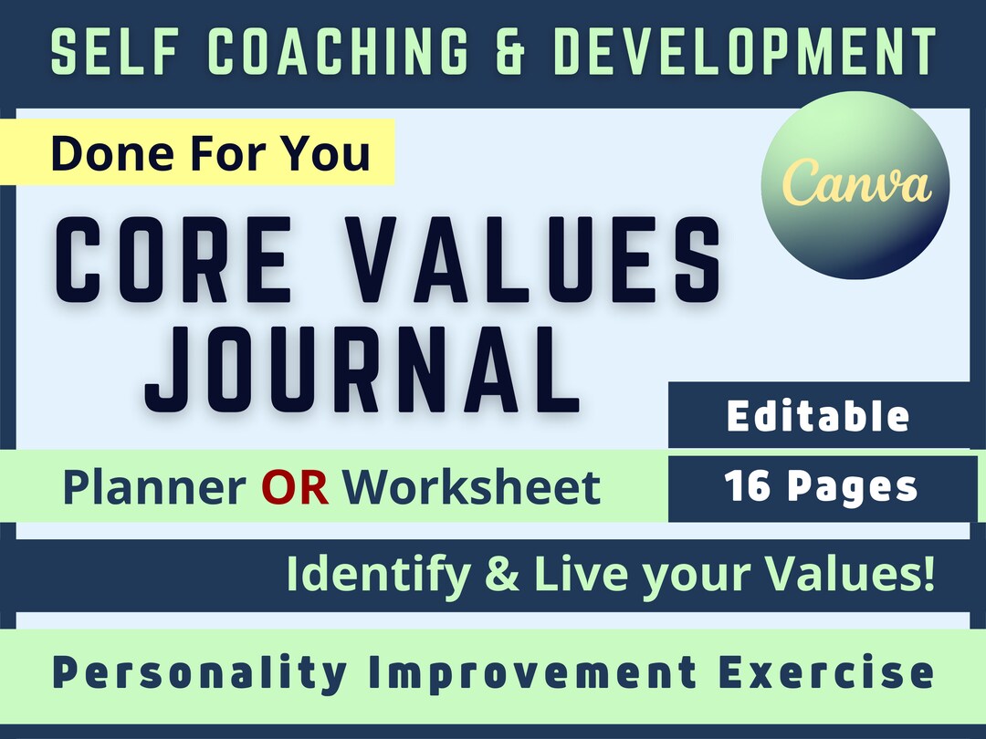 Self Development Journal - Weekly Tracker | Core Values Exercise | Self ...
