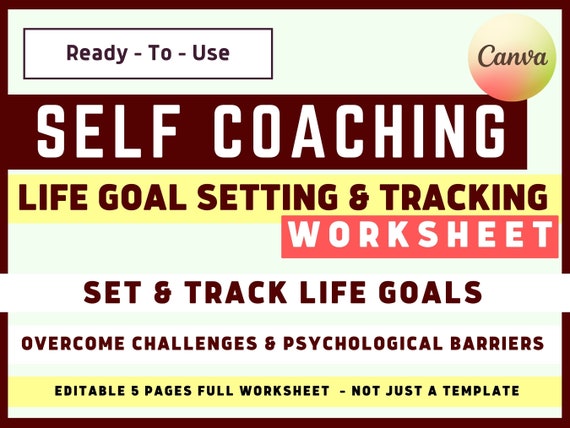 Self Coaching Worksheet Set & Track Life Goals Self - Etsy